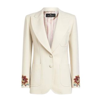 Etro Femme, Vestes, Beige, Taille: 40 FR Blazer Flores Bordadas