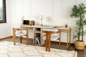 Dmora Schreibtisch Caprioli 240x60x74 cm Beige mit PC-Halter