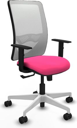 Piqueras y Crespo Rosa Schreibtischstuhl Zulema mit 1D-Armen, h&ouml;henverstellbare Lendenwirbelst&uuml;tze, ausgestattet mit Sincro 3 Positionen und Schneideschaum, Wei&szlig;/Rosa