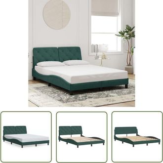 vidaXL The Living Store - Bettgestell ohne Matratze Dunkelgr&uuml;n 140x190 cm Samt - Bettsystem - Doppelbett - Samtbett - Gr&uuml;nes Bett - Modernes Bett