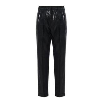 Maison Margiela Femme, Pantalons, Noir, Taille: 36 FR Shiny Creased Pantalons