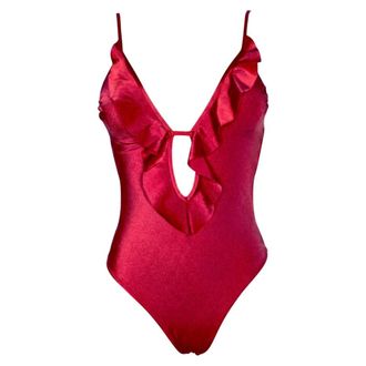 Miss Bikini Femme, Maillots de bain, Rouge, Taille: 40 FR Une-Pi&egrave;ce Volant&eacute;