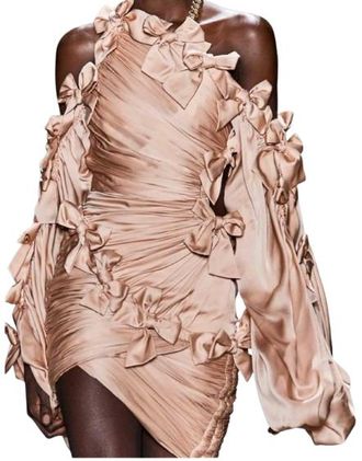 Zimmermann Zimmerman Runway Blush Long Sleeved Bow Detail Dress Size S