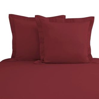 Pizuna Coton Peigné Set de 2 Taies doreiller 65x65 cm Rouge Rio, 100% Coton Longue Tige 400 Fils Armure Satin Taies doreiller Douces 65x65 en Coton taies dor