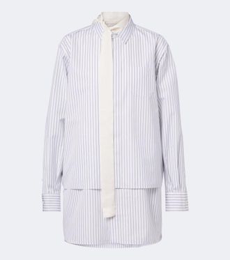 sacai Chemise en coton m&eacute;lang&eacute; &agrave; rayures