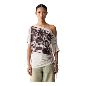 Miss Sixty Grafikdruck-Oberteil mit Carmen-Ausschnitt - - Tops - Damen - Beige - XL