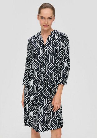 s.Oliver Minikleid Kleid Baumwollkleid mit abgerundetem Saum und grafischem Print