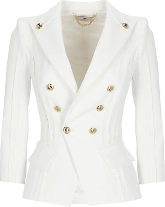 Elisabetta Franchi Femme, Vestes, Beige, Taille: 36 FR Blazer Crois&eacute;