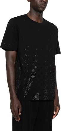 Casablanca Homme, Tops, Noir, Taille: XL Crystal Monogram Logo Short Sleeve T-Shirt