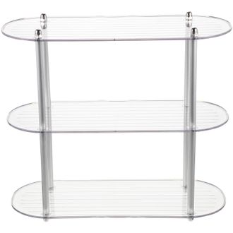 Angoily Mehrst&ouml;ckiges Ablagefach aus PET und Edelstahl Transparentes Aufbewahrungssystem mit 3 Ebenen Kosmetik und Badezimmer Organizer f&uuml;r Schreibtisch und N