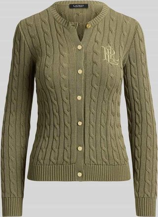 Lauren Ralph Lauren Regular Fit Strickjacke aus reiner Baumwolle mit Logo-Stitching