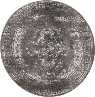 benuta Basic Teppich Sia - Grau 120 cm Rund - Kunstfaser - Rund & im Style: Vintage, Boho-Style, Retro - Pflegeleicht für Wohnzimmer Schlafzimmer - Benuta