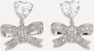 Self Portrait Heart-shaped crystal bow Earrings Female UNI
