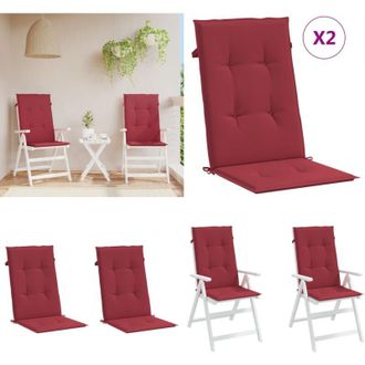 vidaXL Gartenstuhlauflagen f&uuml;r Hochlehner 2 Stk. Weinrot 120x50x3 cm - Sitzauflage - Gartenstuhlkissen - Outdoorkissen - Hochlehnerkissen