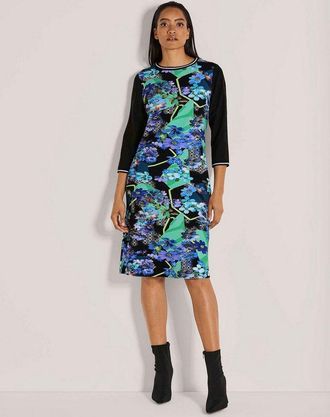 Madeleine Midikleid Farbenfrohes Jersey-Kleid Leuchtendes Muster, 3/4-&Auml;rmel, Rundhals