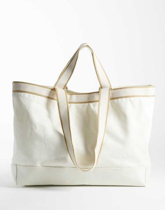 Mango Grand tote bag en coton - &Eacute;cru-Neutral