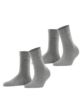 Esprit Damen Socken Basic Easy Multipack W So Baumwolle einfarbig 2 Paar, Grau Light Grey Melange 3390, 35-38