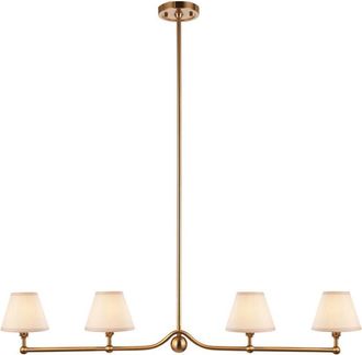 Endon Lighting Santiago Suspension en laiton vieilli bross&eacute; avec abat-jour en tissu blanc vintage style lierre 16 cm 4 x B22