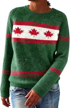 Generic Pull long pour femme, grande taille, pull en tricot torsadé pour femme, pull Fairisle, vêtements hippiques, col rond, baggy lounge, sweat-shirt léger,