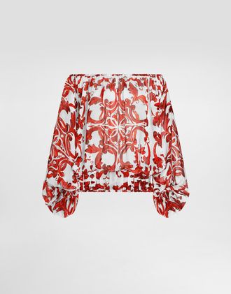 Dolce & Gabbana Top Mit Maiolika-print - Frau Blusen Und Tops Mehrfarbig 42