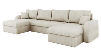 Mirjan24 Ecksofa Kristofer U Cord, Design Eckcouch Couch mit Schlaffunktion, DREI Bettkasten, Wohnlandschaft, Bettfunktion, U-Form Sofa, Seite Universal, Farba