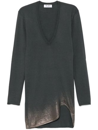 The Attico robe courte &agrave; d&eacute;tail m&eacute;tallis&eacute; - Gris