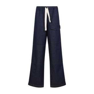 Dries Van Noten Homme, Pantalons, Bleu, Taille: M Wide Pantalons