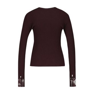 Courr&egrave;ges Courreges Ribbed Wool with Contrasted Cuffs Sweater - Burgundy