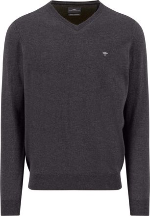 Fynch-Hatton Feinstrickpullover aus Wolle-Kaschmir-Mix mit V-Ausschnitt Charcoal/XL