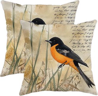 Generic Herbstpirolvogel Sofakissen Dekorative Kissenbezug Luxuri&ouml;se Kissenbez&uuml;ge F&uuml;r Balkon Sofa B&uuml;ro 45X45Cm 2Er Set