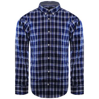 Eden Park Paris karierte Herrenbluse blau