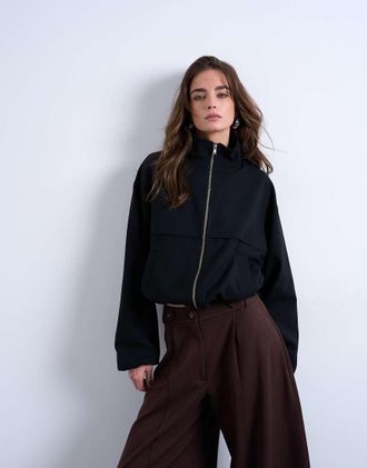 Topshop Veste &agrave; col chemin&eacute;e - Noir