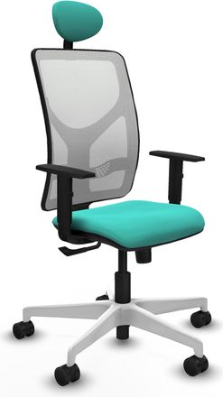 Piqueras y Crespo Schreibtischstuhl in T&uuml;rkis, mit 1D-Armlehnen, h&ouml;henverstellbarer Lendenwirbelst&uuml;tze und festem Kopfteil, ausgestattet mit 3 Positionen und Schneidesc