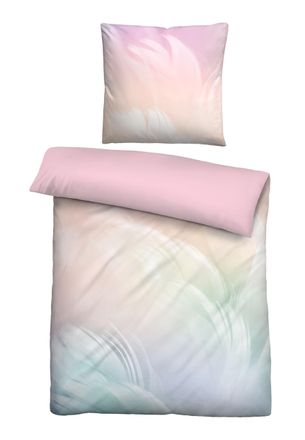 Biberna Bettwäsche Linon 0044330 Federn Farbverlauf 1x 135x200 cm + 1x 80x80 cm, bunt