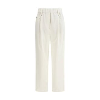 Brunello Cucinelli Femme, Pantalons, Blanc, Taille: 42 FR Straight Pantalons