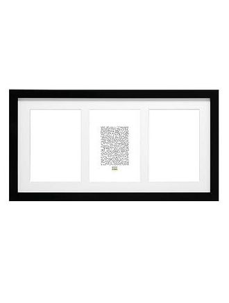 Deknudt Frames Cadre photo avec passe-partout pour 3 photos 10x15cm - Noir - Bois MDF - Multivue - Collage - pour accrocher ou poser - 23x40cm - S66KA3 10x15