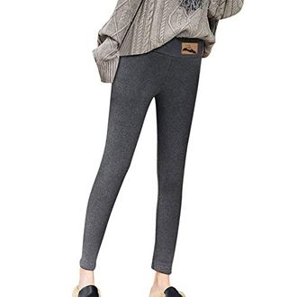 Generic Legging thermique d&eacute;contract&eacute; de couleur unie pour femme, printemps 2026, taille haute et &eacute;lastique, pantalon dentra&icirc;nement, gris, XXL