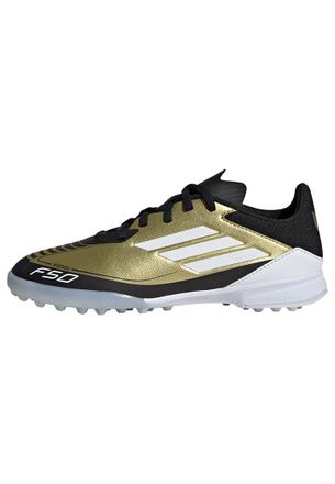 adidas Unisex F50 League Messi Football Boots Turf Fu&szlig;ballschuhe, Gold Metallic/Cloud White/Core Black, 36 EU