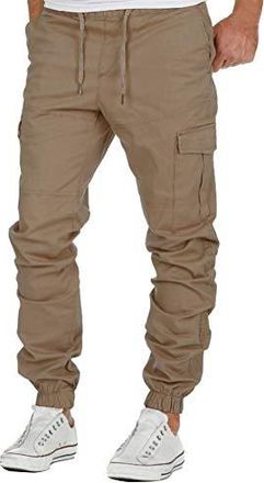 Minetom Jogging Pantalons De Survêtement Ceinture Élastique Sport Cargo Pantalons avec Poches Joggers Activewear Pantalons pour Homme Kaki X-Large