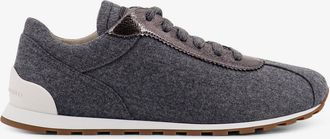 Brunello Cucinelli Low-top Wool flannel sneakers with leather profiles - BRUNELLO CUCINELLI - gender_Woman