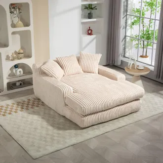 STILVORA M&eacute;ridienne Chaise Longue Int&eacute;rieure 1 Place avec 3 Coussins, Confort Ergonomique sans Montage en Velours C&ocirc;tel&eacute; Bleu Marine