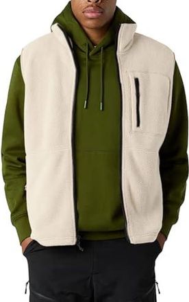 Generico Gilet en polaire sans manches pour homme avec col montant et fermeture &eacute;clair Veste l&eacute;g&egrave;re et unie pour parents et enfants, blanc, L