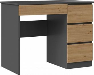 Hucoco Hucoco - meso - Bureau droit style moderne bureau/chambre dado - 98x51x76 cm - 4 tiroirs Gris anthracite&Chêne