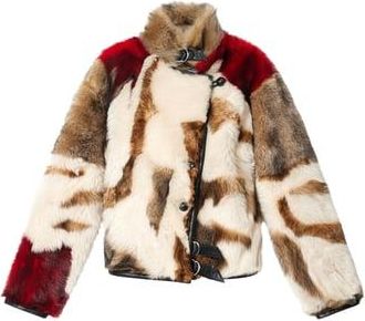 Isabel Marant Manteau Roama imprim&eacute; patchwork en peau lain&eacute;e