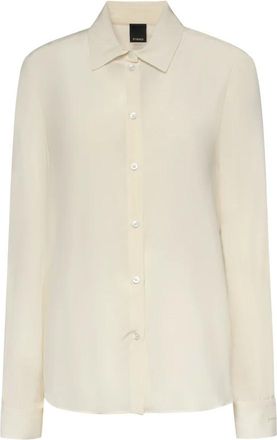 Pinko Pinko, Femme, Blouses et Chemises, Blanc, Taille: 34 FR Chemise Boutonn&eacute;e &agrave; Col