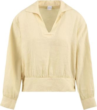 Aspesi Femme, Blouses et Chemises, Beige, Taille: 40 FR Chemise en lin l&eacute;ger teinte en pi&egrave;ce