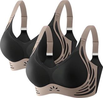 Generic Soutien-gorge push-up sans armatures pour femme, sans couture, confortable, maintien solide, élégant, col en V, minimaliste, respirant, confortable, l