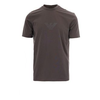 Emporio Armani Homme, Tops, Brun, Taille: XL T-shirt ras du cou avec &eacute;cusson logo sur le devant
