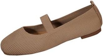 Generic Chaussures Mary Jane respirantes en tricot pour femme - Couleur unie - Classiques, l&eacute;g&egrave;res et confortables - Pour le travail en plein air, kaki, 39.5 