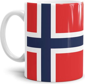 Tassendruck Flaggen-Tasse Norwegen - Kaffeetasse/Mug/Cup - Qualität Made in Germany